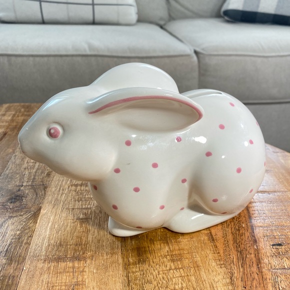 Tiffany & Co. | Other | Tiffany Co Porcelain Pink White Bunny Bank ...